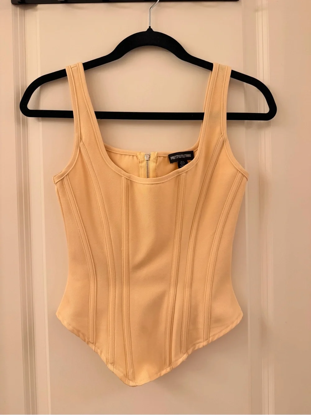 PrettyLittleThing | Tops | Prettylittlething Peach Corset Tank Bodysuit ...